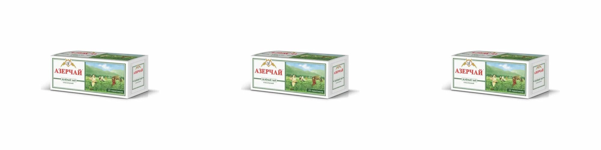 Азерчай Чай зеленый в пакетиках Зеленый сад,25 пак,3 шт