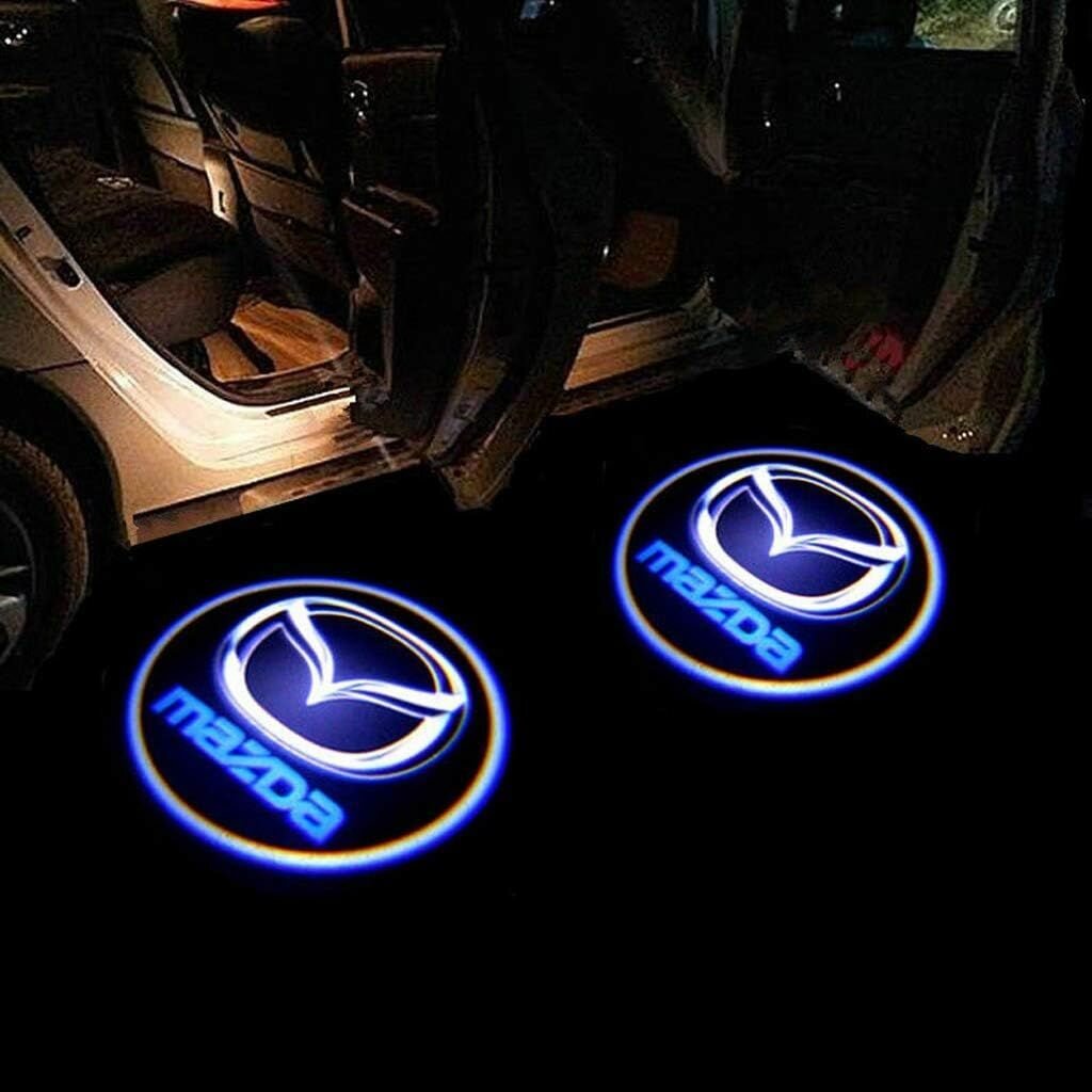 Подсветка дверей с проекцией логотипа Mazda, беспроводная подсветка на дверь автомобиля, комплект 2 шт