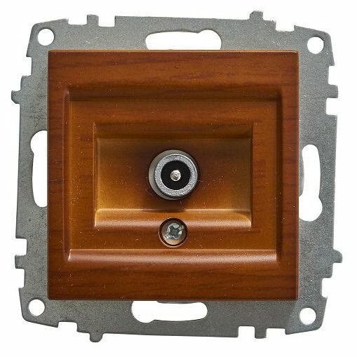 ТВ-розетка (механизм) EL-BI Zena Vega Woodline проходная без рамки темный орех/красное дерево 609-012900-272