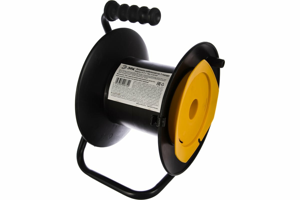 Катушка ЭРА KP1 без заземления, 1 гнездо, пластиковая версия, Б0046803