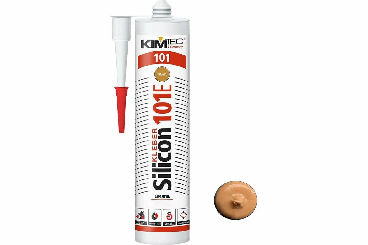 KIM TEC силиконовый герметик карамель 101Е, 280 мл для наружных и внутренних работ