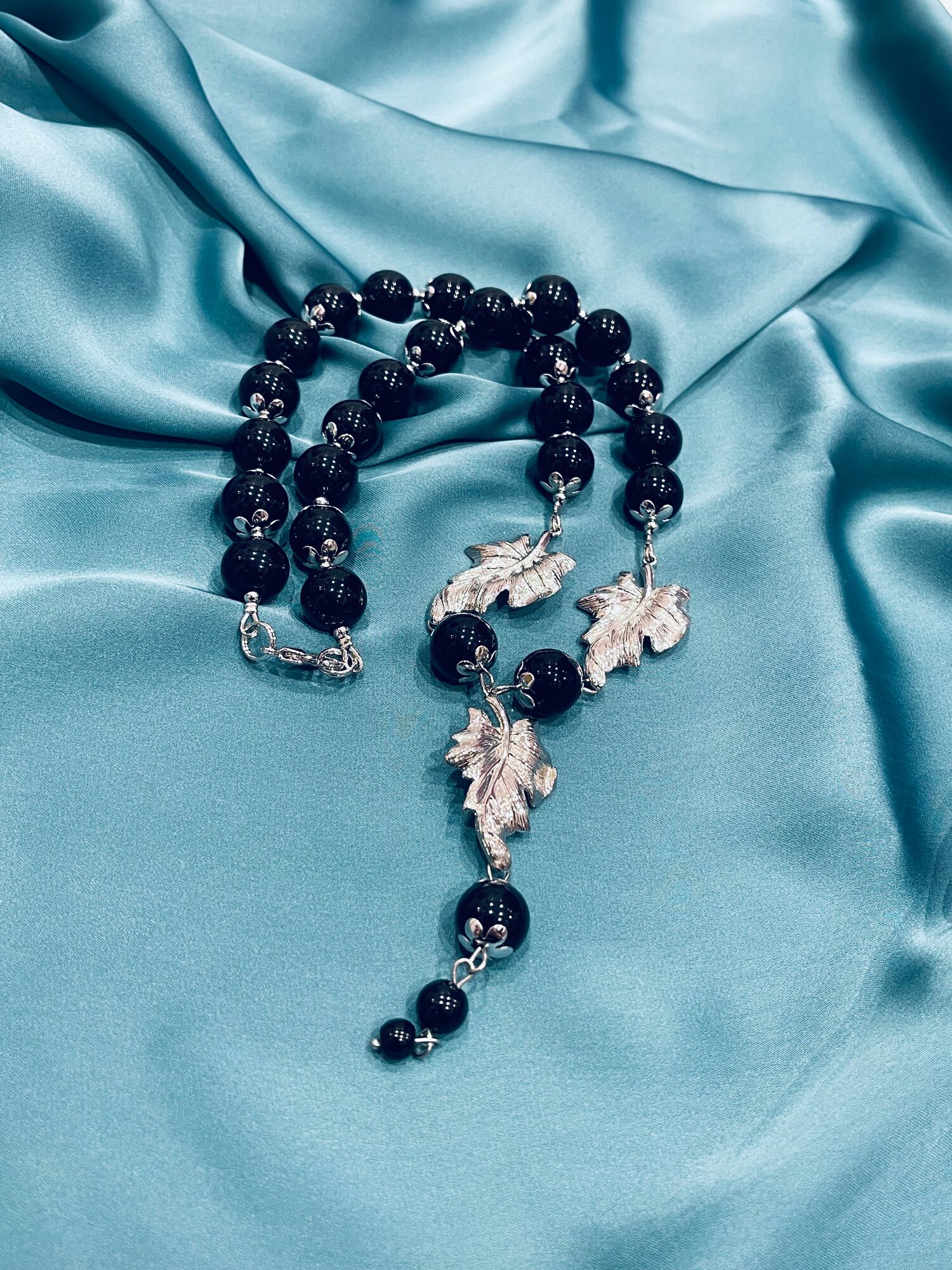 Колье Jewellery by Marina Orlova, агат синтетический, длина 50 см, черный — фото 1