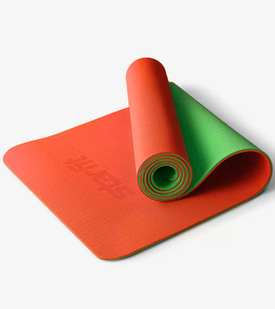 Коврик для йоги STARFIT FM-201 TPE, 183x61х0,4 см, оранжевый/зеленый
