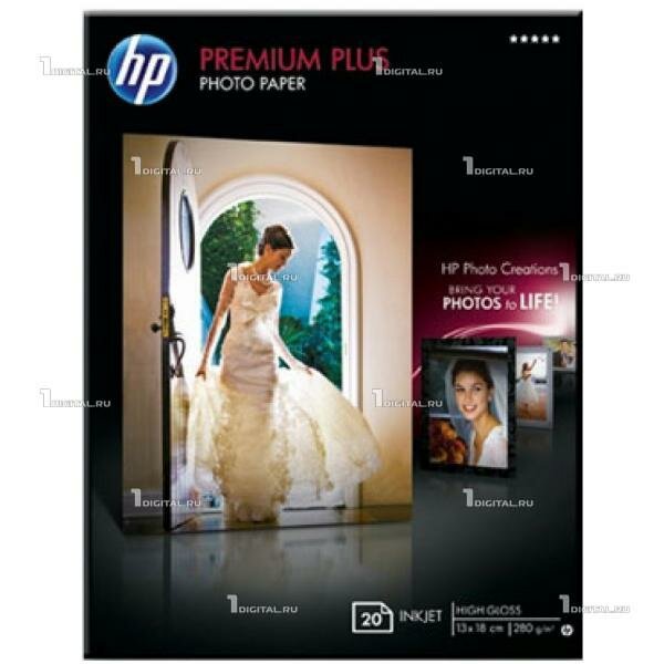 Фотобумага HP Premium Plus High-gloss 13x18 см, высокоглянцевая высшего качества, 280 г/м2, 20 листов Q6572A