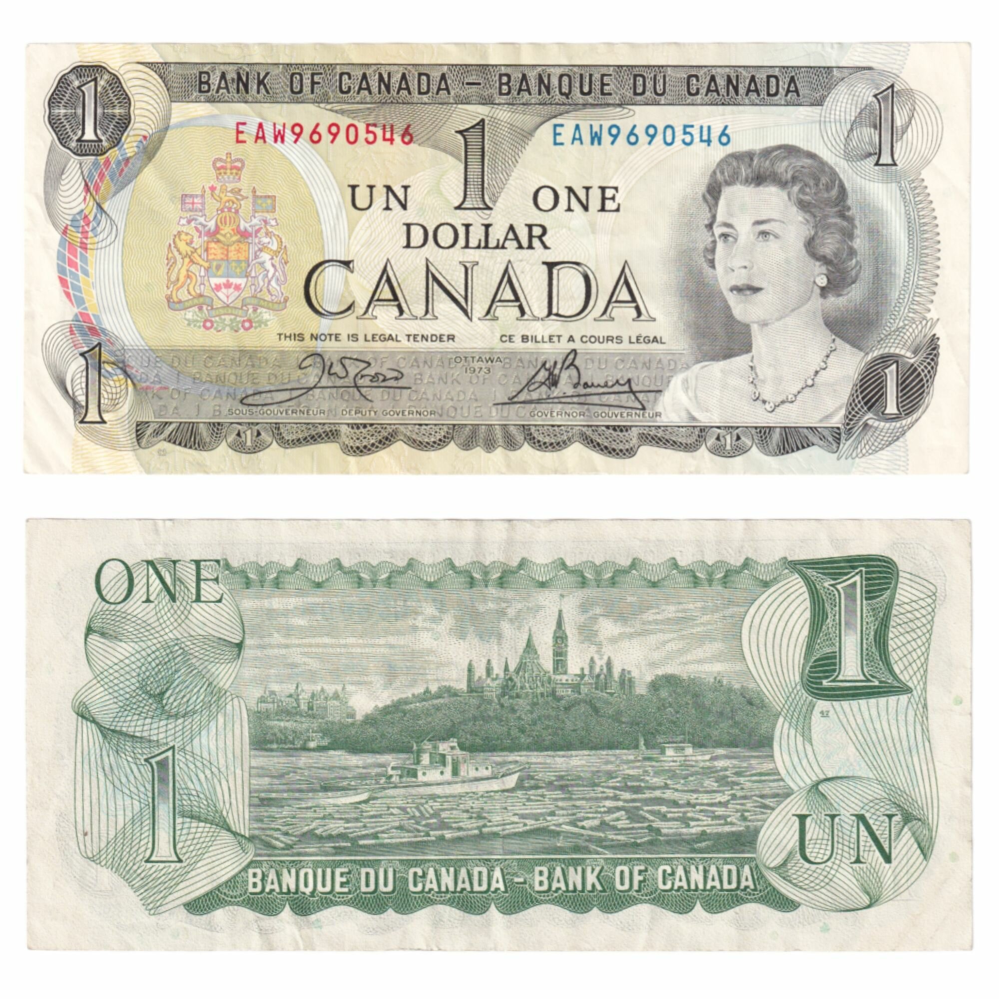 Банкнота Канада 1 доллар ONE DOLLAR 1973 год (VF) Pick 85с