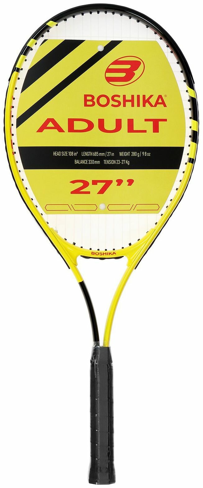 Ракетка для большого тенниса, взрослая спортивная теннисная ракетка в чехле, алюминий, цвет черно-желтый