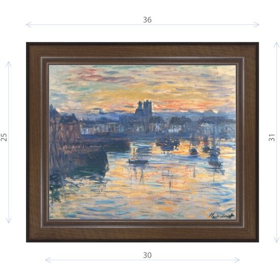 Картина Декор Депо Клода Моне Порт в Дьеппе, вечер Матовая бумага в раме без стекла 31х36 см