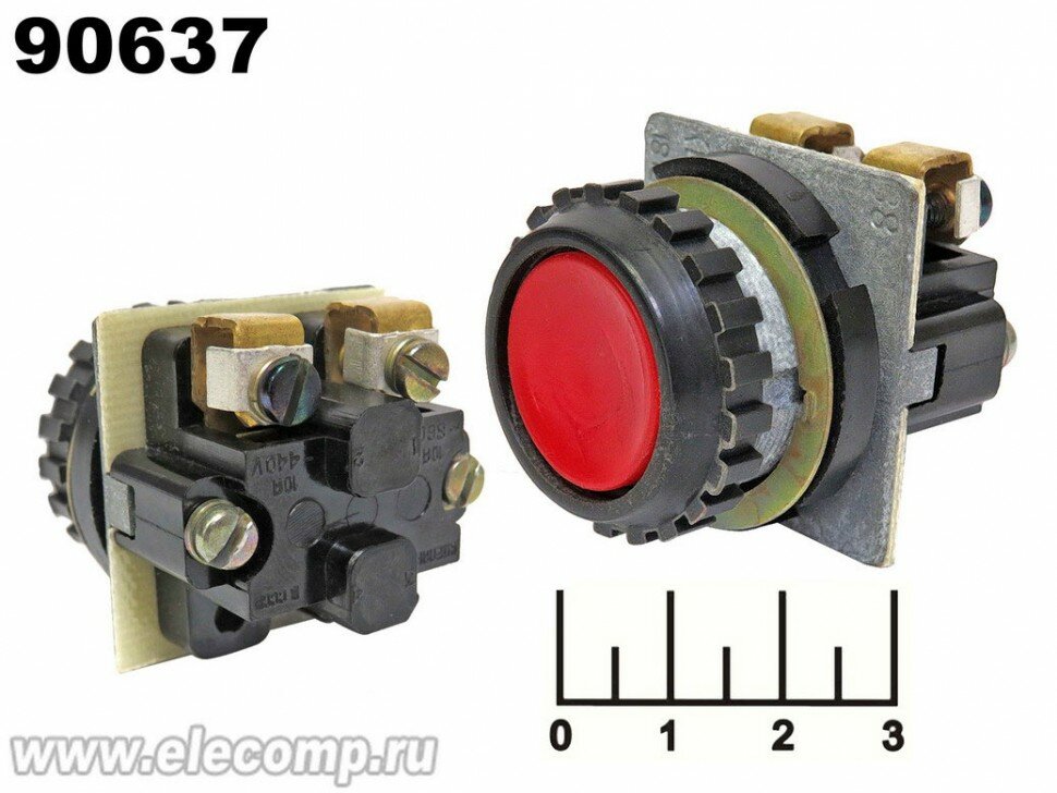 Кнопка 220/10 ИСП.5 красная без фиксации (КЕ181) размыкание/-