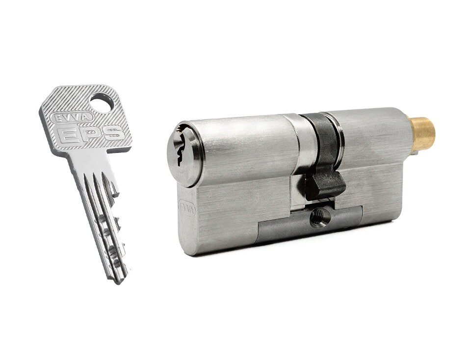 Цилиндр EVVA EPS ключ-вертушка 102мм (размер 51х51В мм) - Никель (3 ключа)