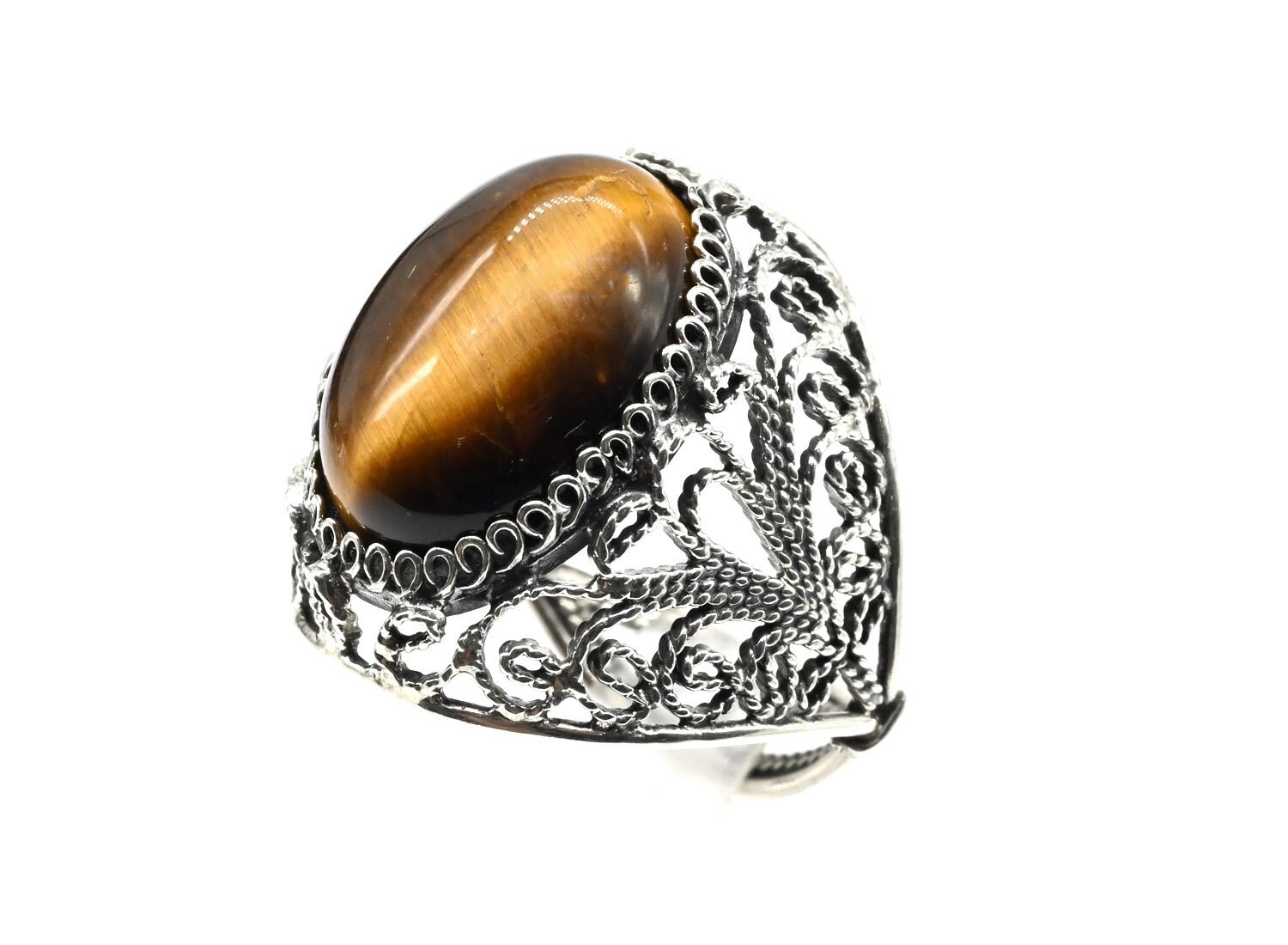 Кольцо, тигровый глаз