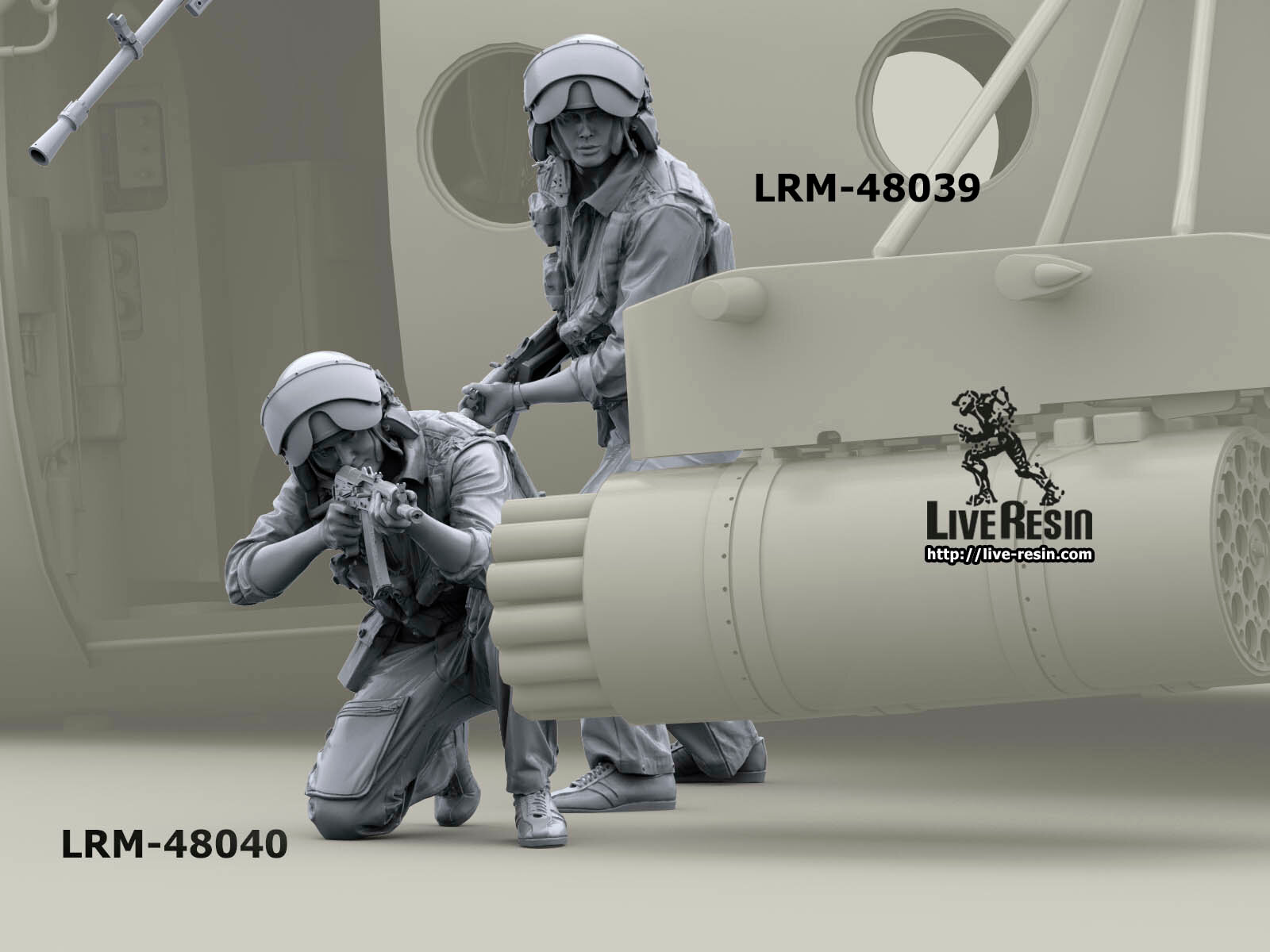 LRM48039 Советский пилот вертолета покидающий разбитую машину, ведет огонь из акмс, фигура 8