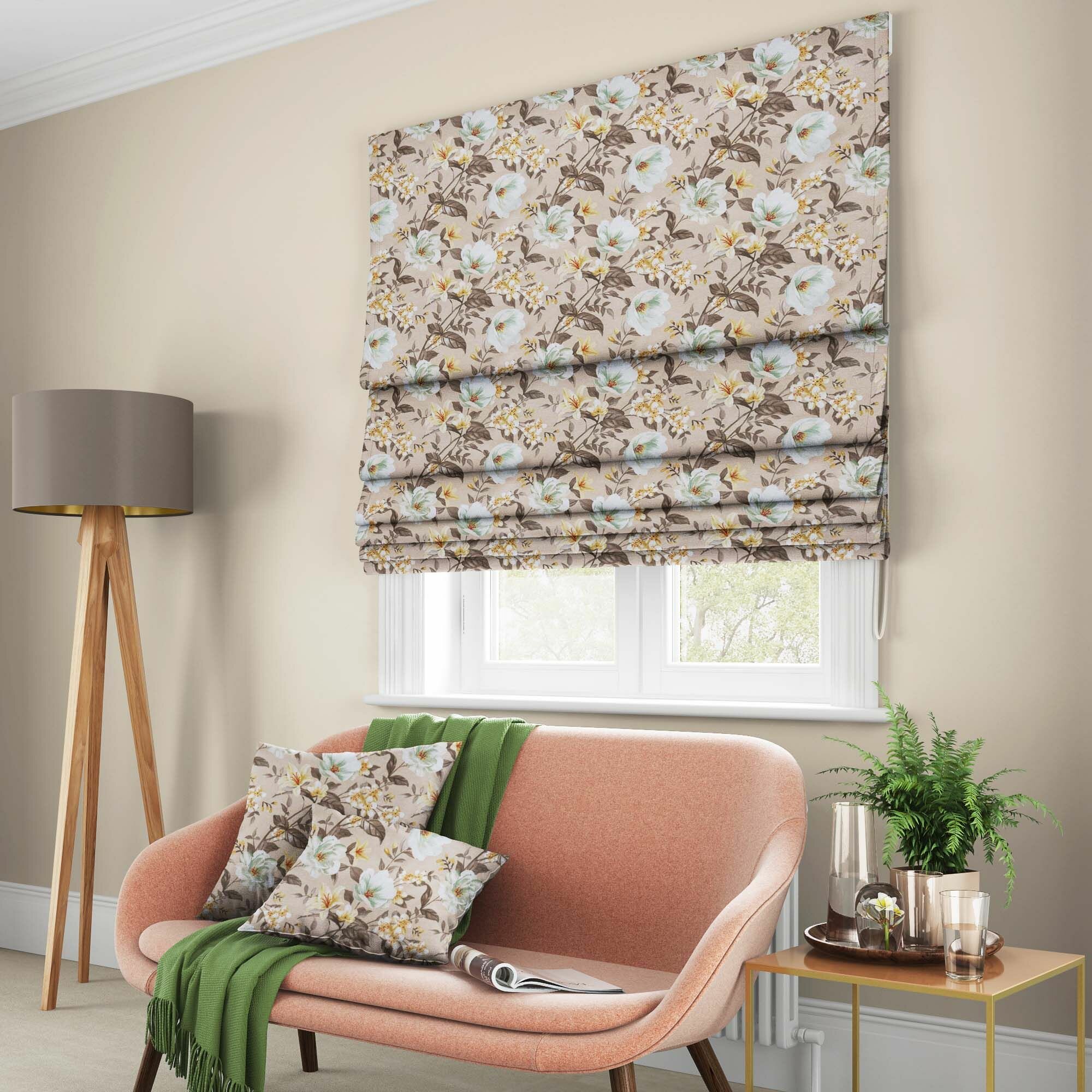 Рулонная римская штора блэкаут PASIONARIA "Рири", хлопок и полиэстер, 160x150см, бежевая, на липучке