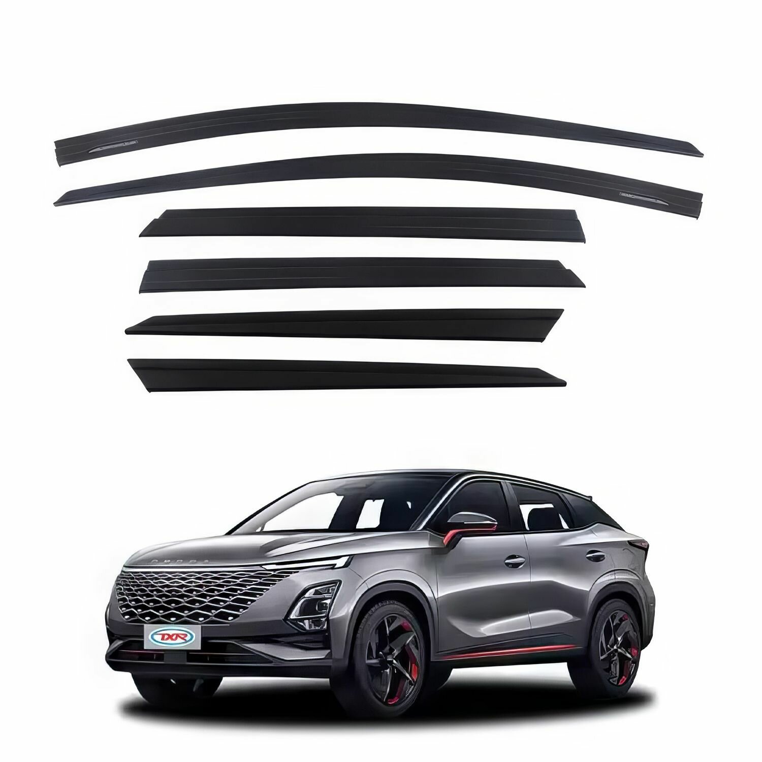 Дефлекторы TXR TXR2447-6-CH-C5-BK, для окон, черные, 6 шт, для Chery Omoda C5