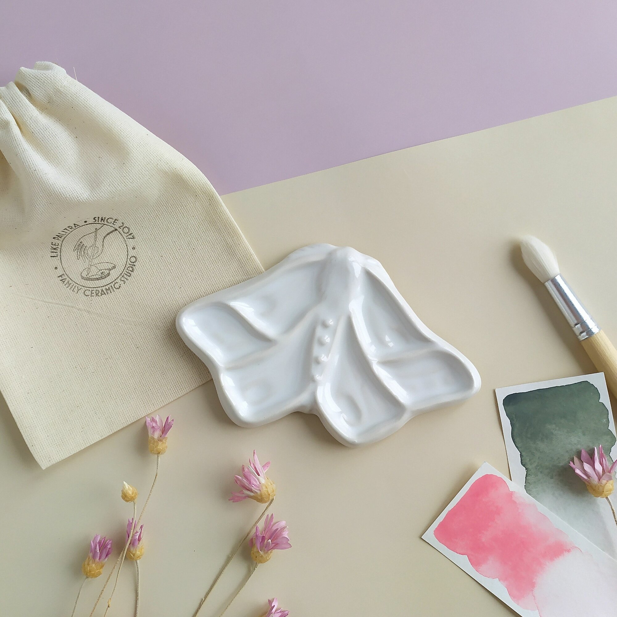 Палитра керамическая "мотылёк" для смешивания красок, Like Palitra.