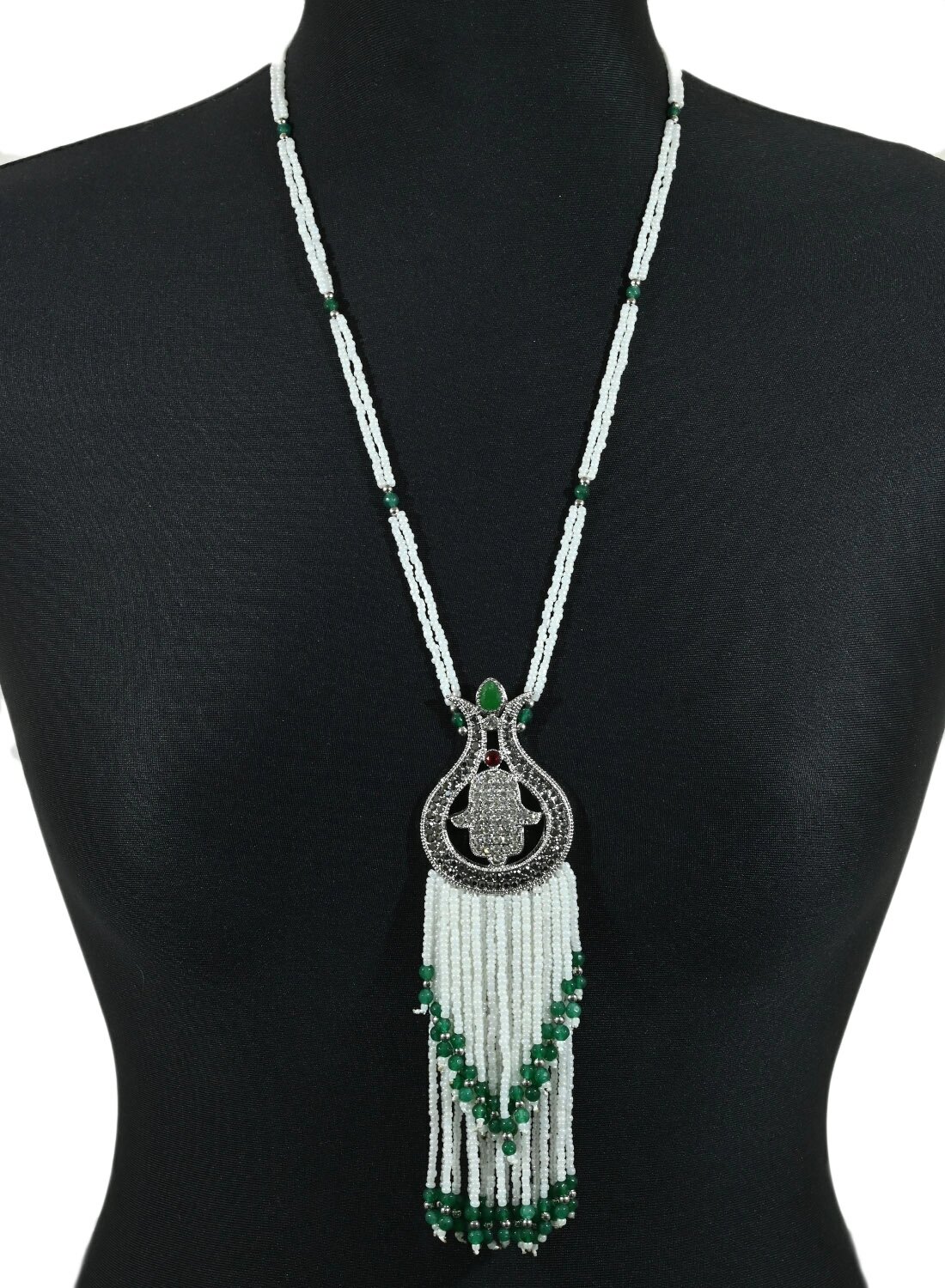 Колье, хризопраз