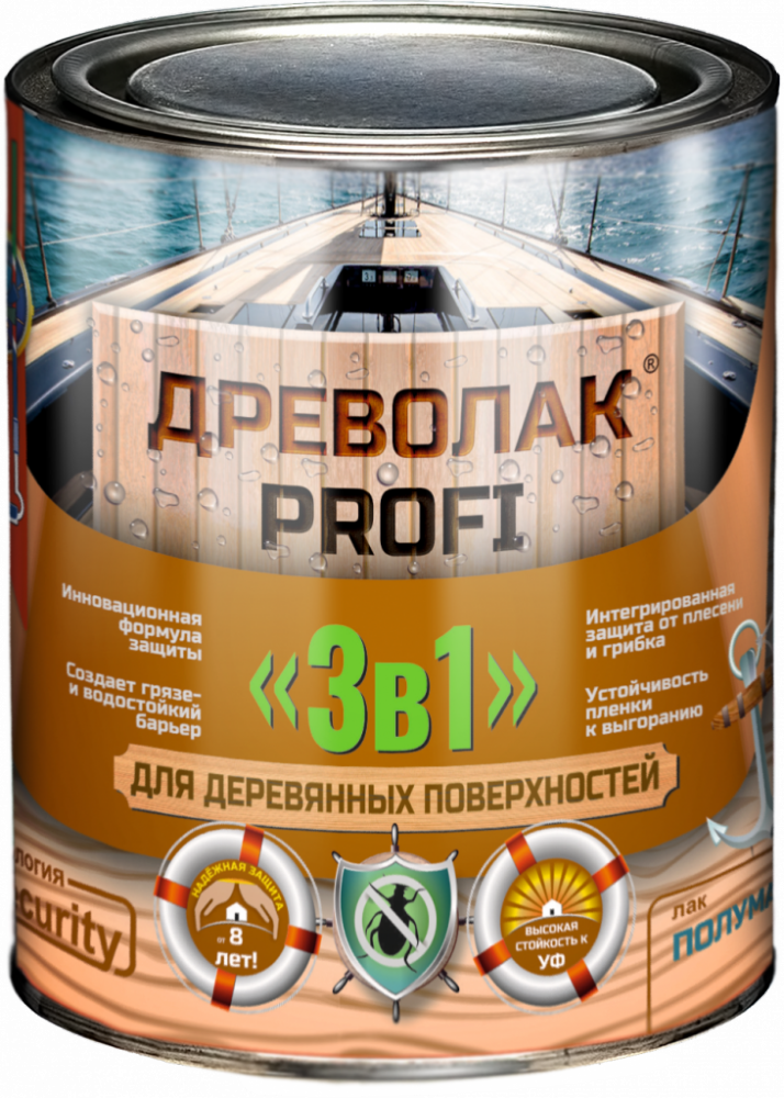 Древолак PROFI «3 в 1» Красковия 2кг Износостойкий Полуматовый Лак "3 в 1" для Дерева, Бесцветный / Красковия.