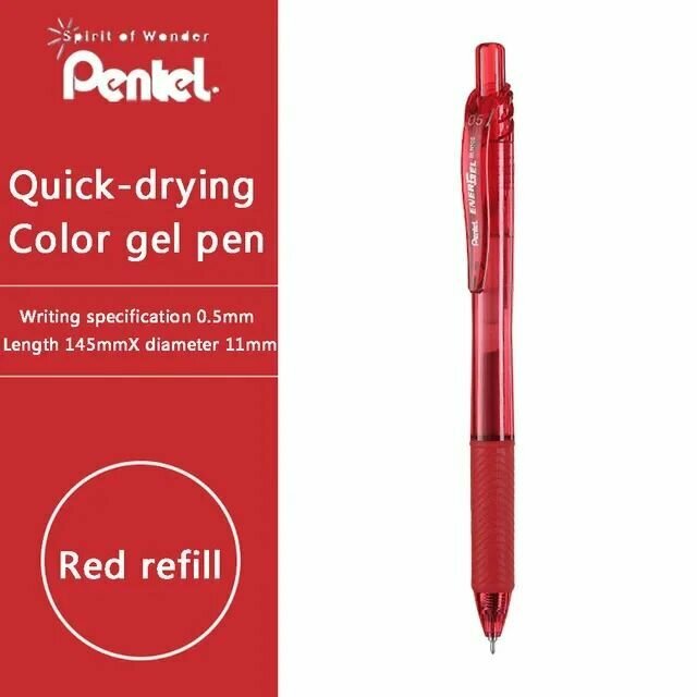 12 шт, японская быстросохнущая нейтральная игольная ручка Pentel BLN-105, 0,5 мм