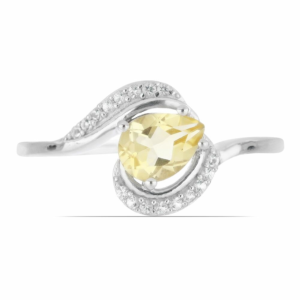 Кольцо, серебро, 925 проба, родирование, цитрин, топаз