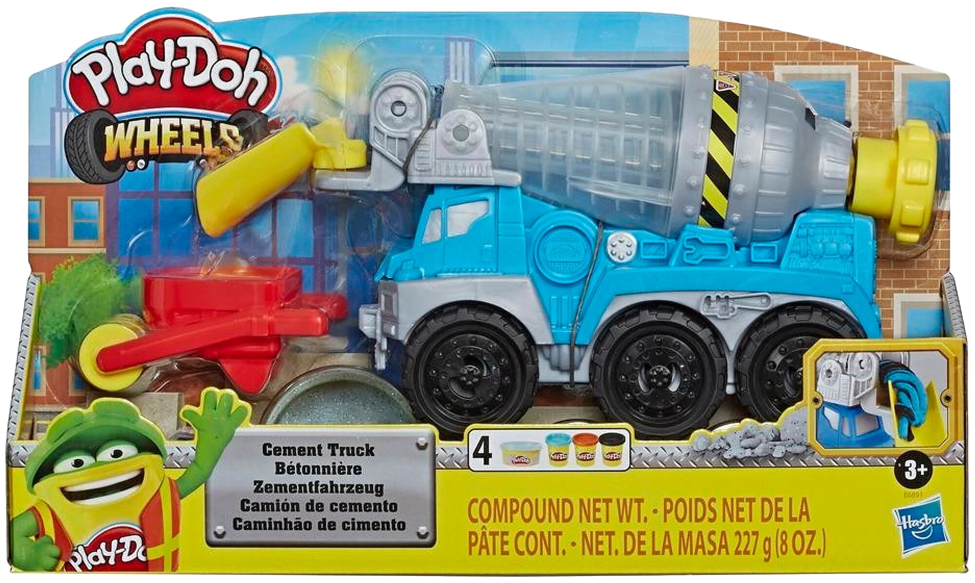 Масса для лепки Play-Doh Wheels Бетономешалка (E68915L0), желтый, 4 цв, 800 г