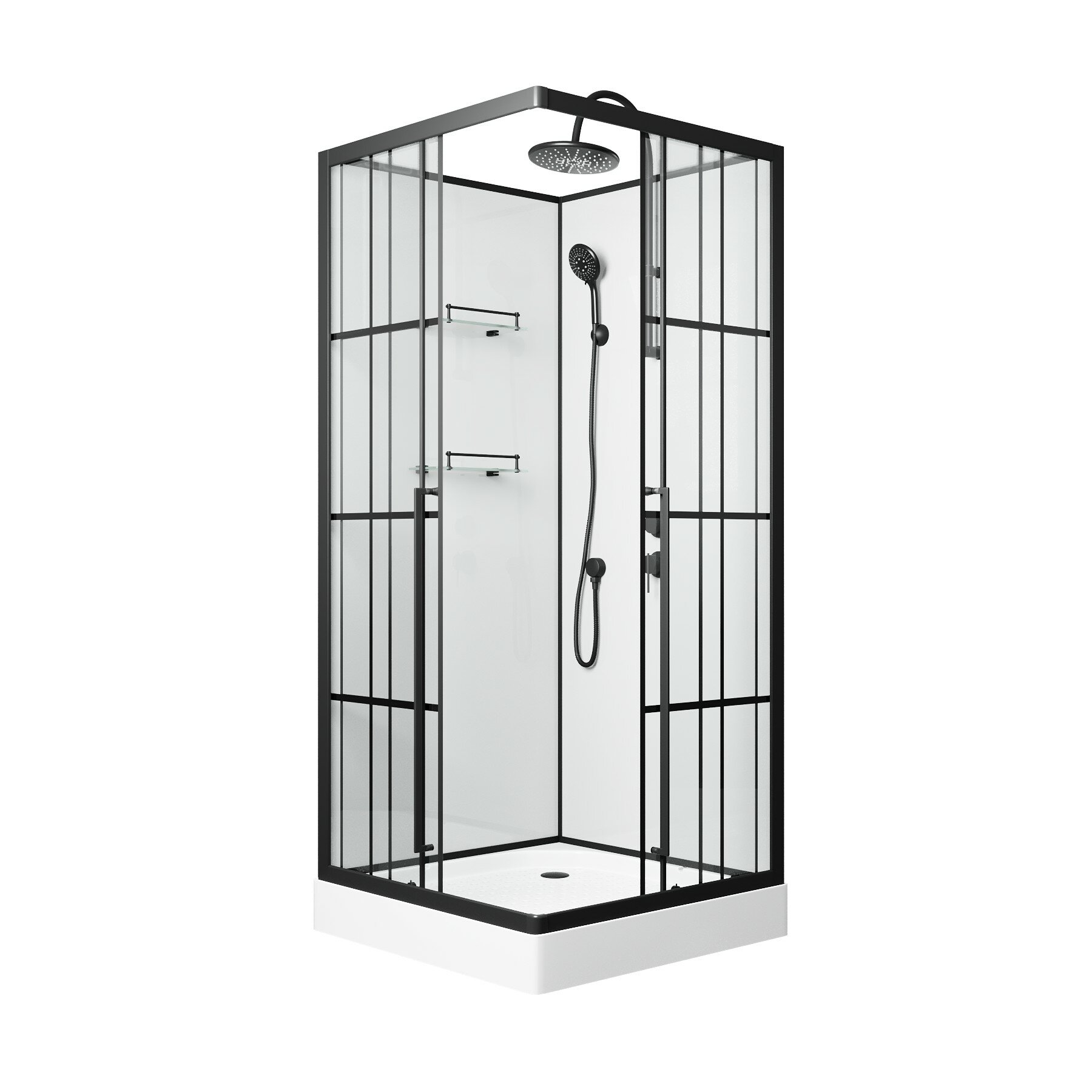 Душевая кабина Niagara Standart ST100/15QR/KL/BKT (100х100х225) низкий поддон(15см), черный, стекло прозрачное,3 места