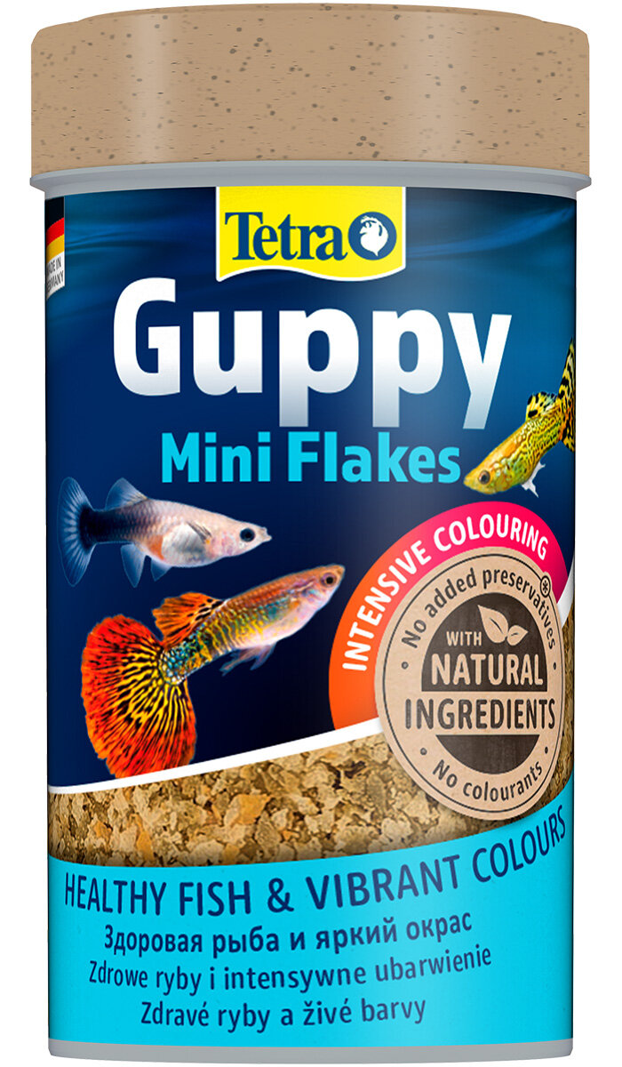 TETRA GUPPY — Тетра корм-хлопья для всех видов гуппи и других живородящих рыб (100 мл)