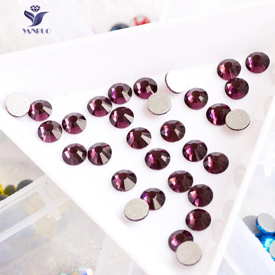 YANRUO стеклянные кристаллы аметист SS3-SS10 для декорирования SS16 1440pcs