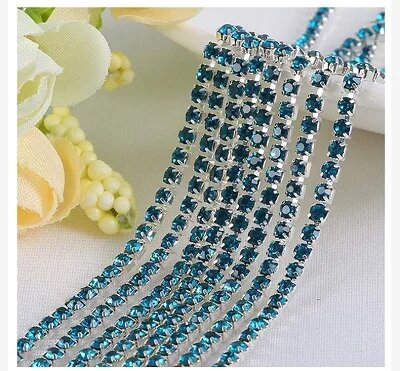 Бирюзовая цепочка со стразами 2.8 мм, Peacock blue