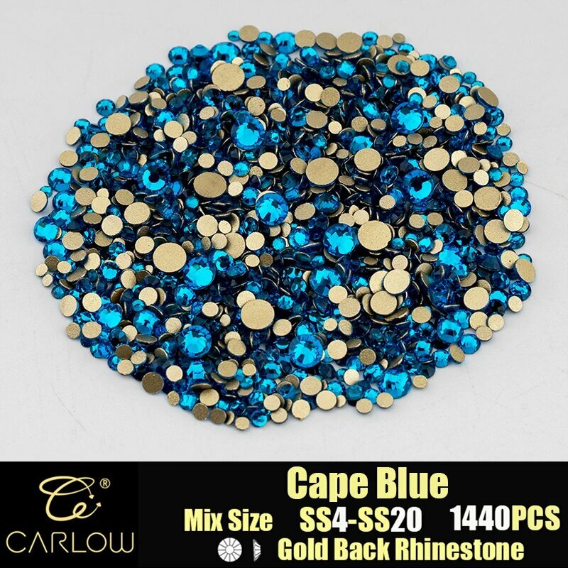Стразы CARLOW Cape Blue Mix Size SS4-SS20, 1440шт