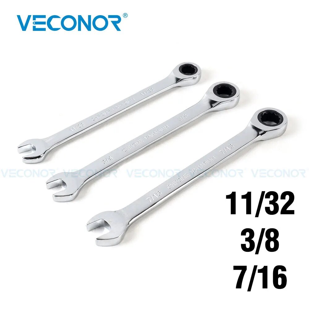Гаечный ключ Veconor с трещоткой 3/8" 7-16 дюймов, цвет 7-16