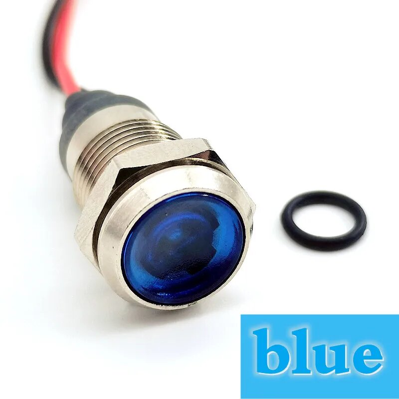 Водонепроницаемый металлический светодиодный индикатор 3В-220В 6MM, Синий, 3-6V