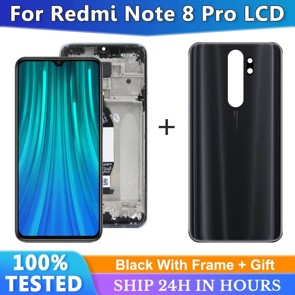 6,53 '100% протестированный дисплей для Xiaomi Redmi Note 8 Pro 2015105 M1906G7I, ЖК-дисплей, сенсорный экран для Redmi Note 8 Pro с рамкой TFT Black Frame