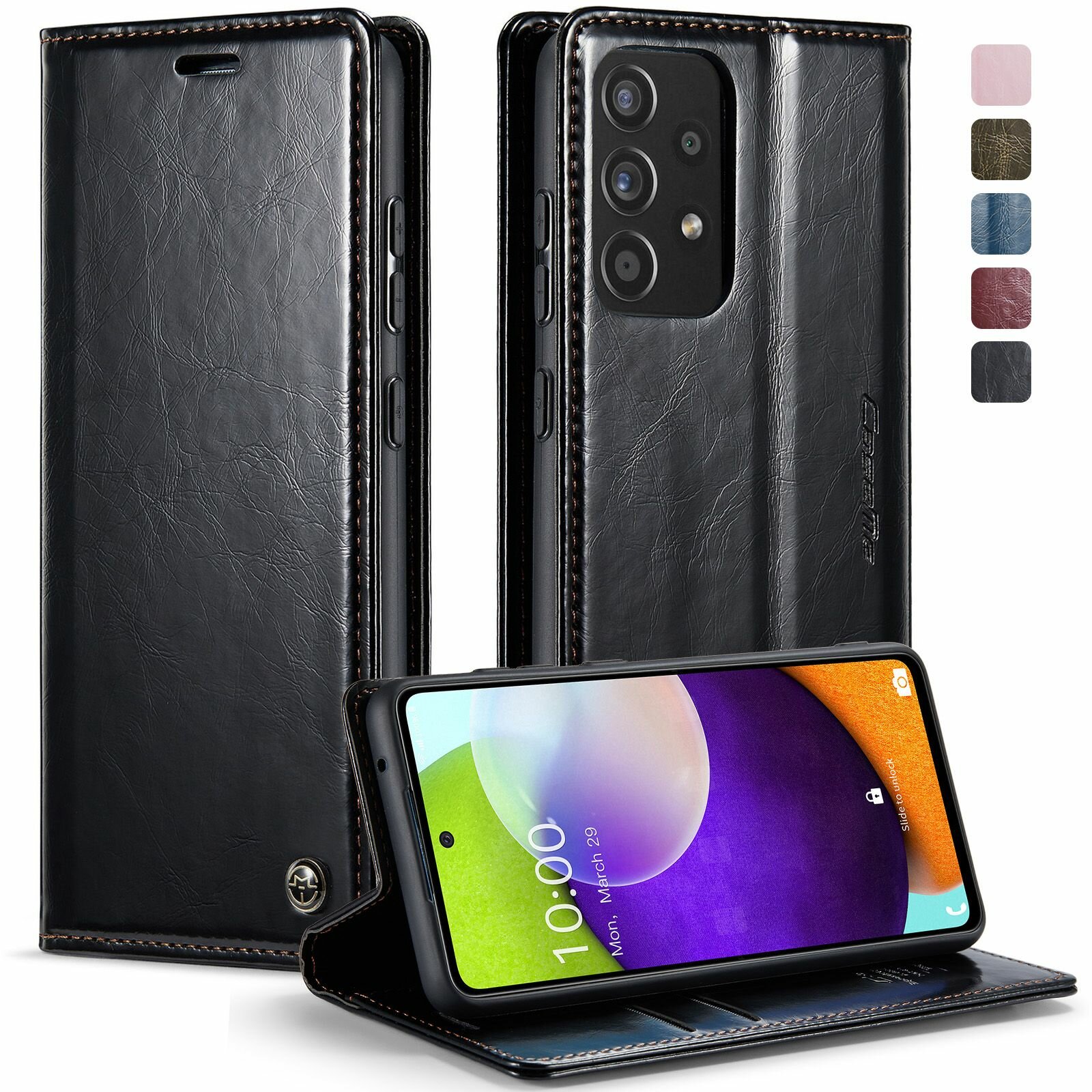 CaseMe Кожаный книжка чехол для Samsung Galaxy A52 / A52S (A525 A528)/ Самсунг А52 А52s А525 А528 с визитницей из экокожи