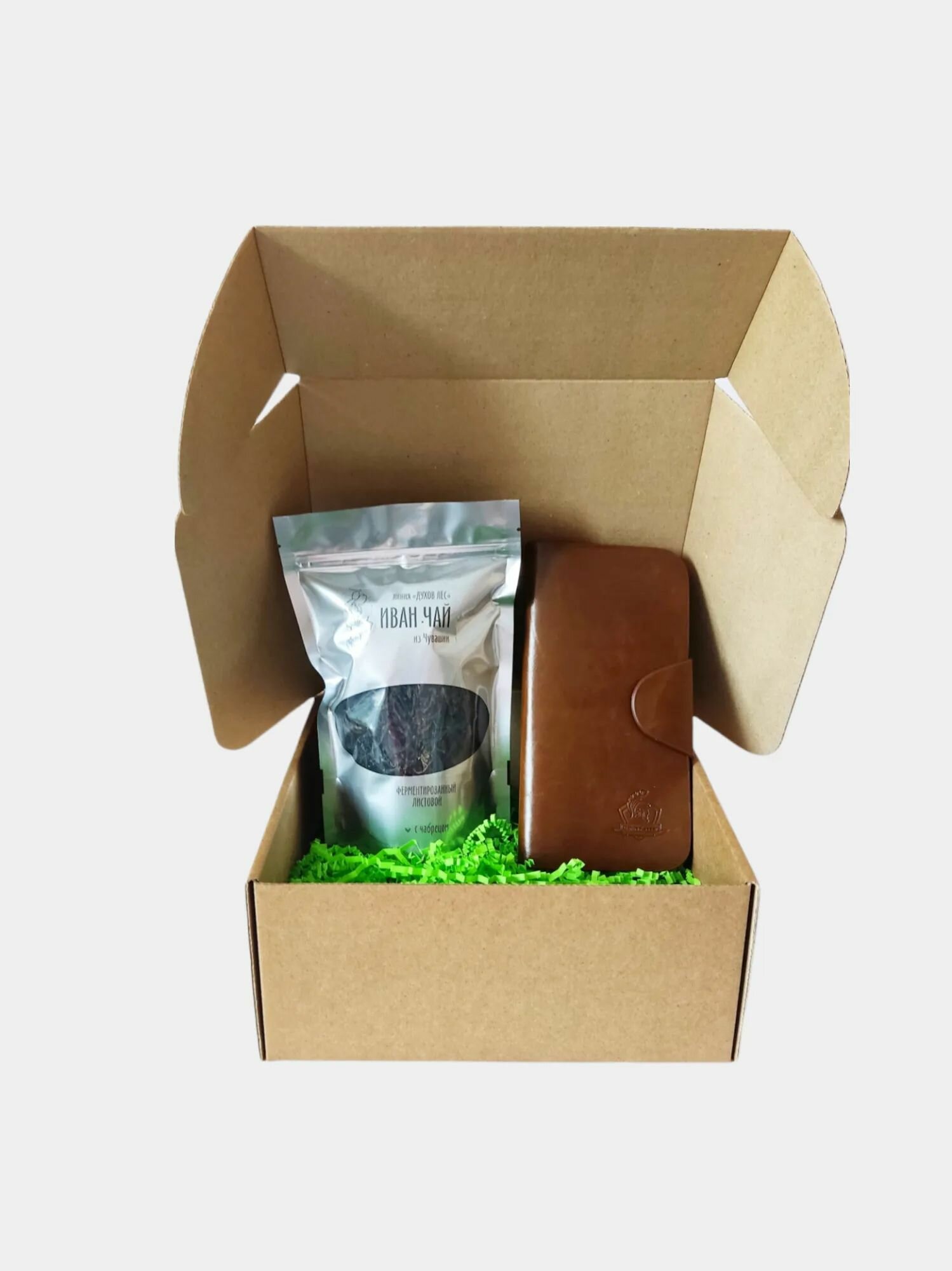 Подарочный набор : иван-чай с чабрецом листовой, портмоне из экокожи