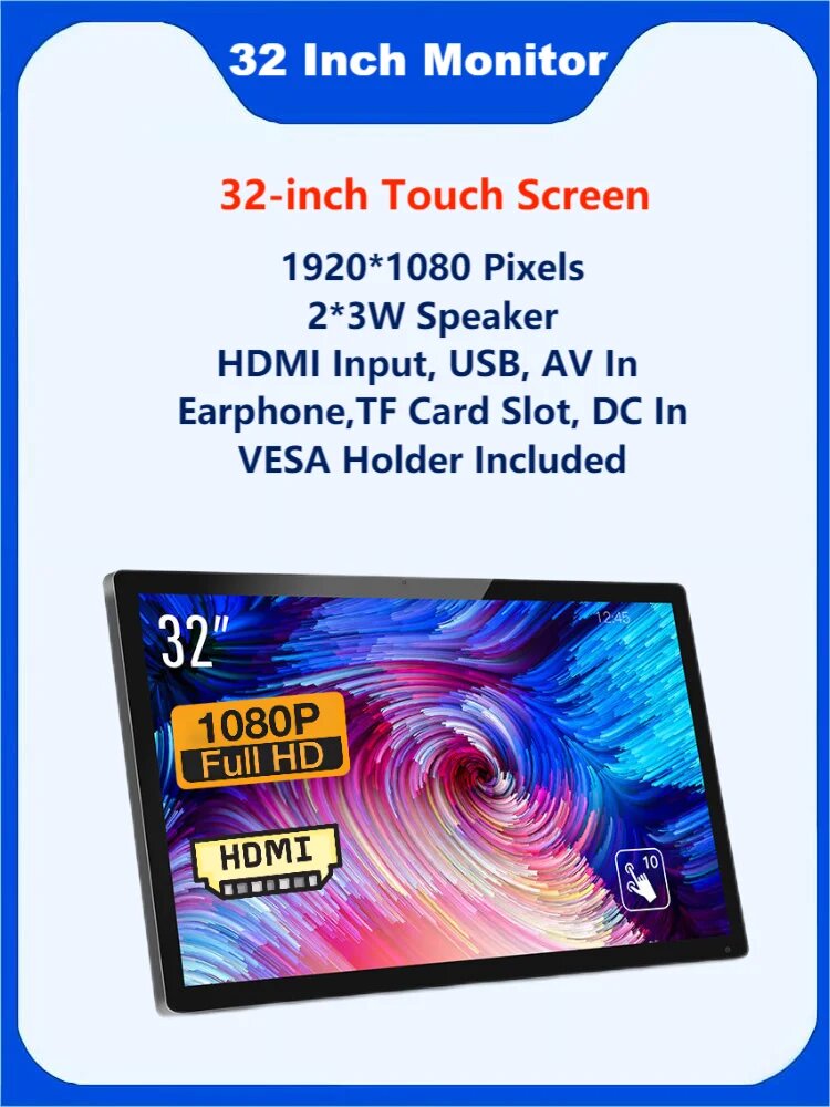 32-дюймовый сенсорный монитор NoEnName_Null FHD, 32 FHD Touch Panel, вилка ЕС