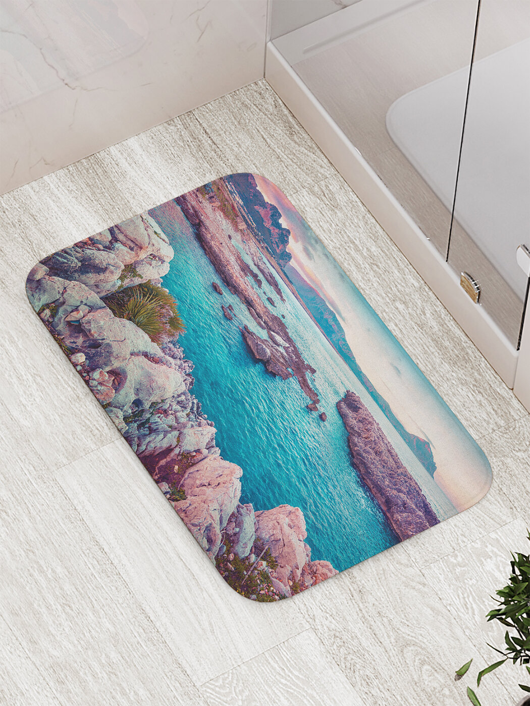 Коврик для ванной комнаты, туалета "Каменный берег" противоскользящий, 52х77 см, JoyArty