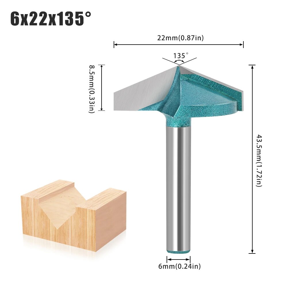 1 шт. 3D V-образная Пазовая фреза 6 мм хвостовик фреза 90/120/135/150 градусов V-образная 3D гравировальная фреза деревообрабатывающий фреза 6X22X135