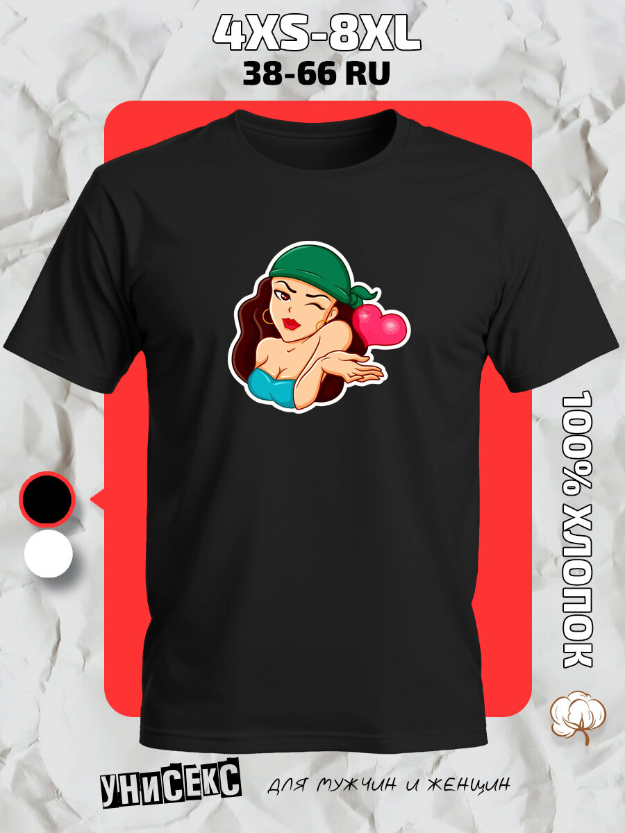 Футболка с принтом девушкой и сердечком