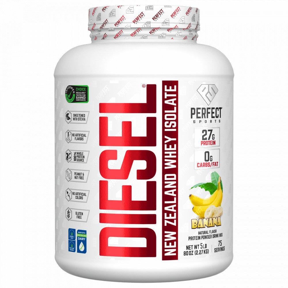 PERFECT Sports, Diesel®, изолят сыворотки из Новой Зеландии, банан, 2,27 кг (5 фунтов)