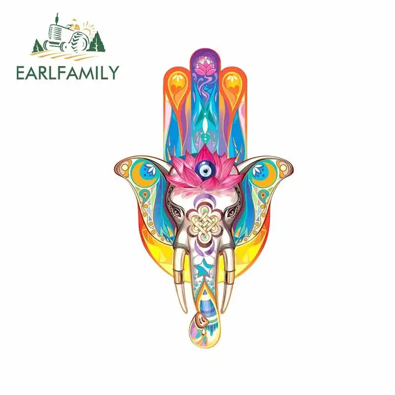 EARLFAMILY 13 см для руки Хамса Ом индийские автомобильные наклейки водонепроницаемые Модные Наклейки на окклюзию с царапинами для фургона украшение YT-76862-13cm