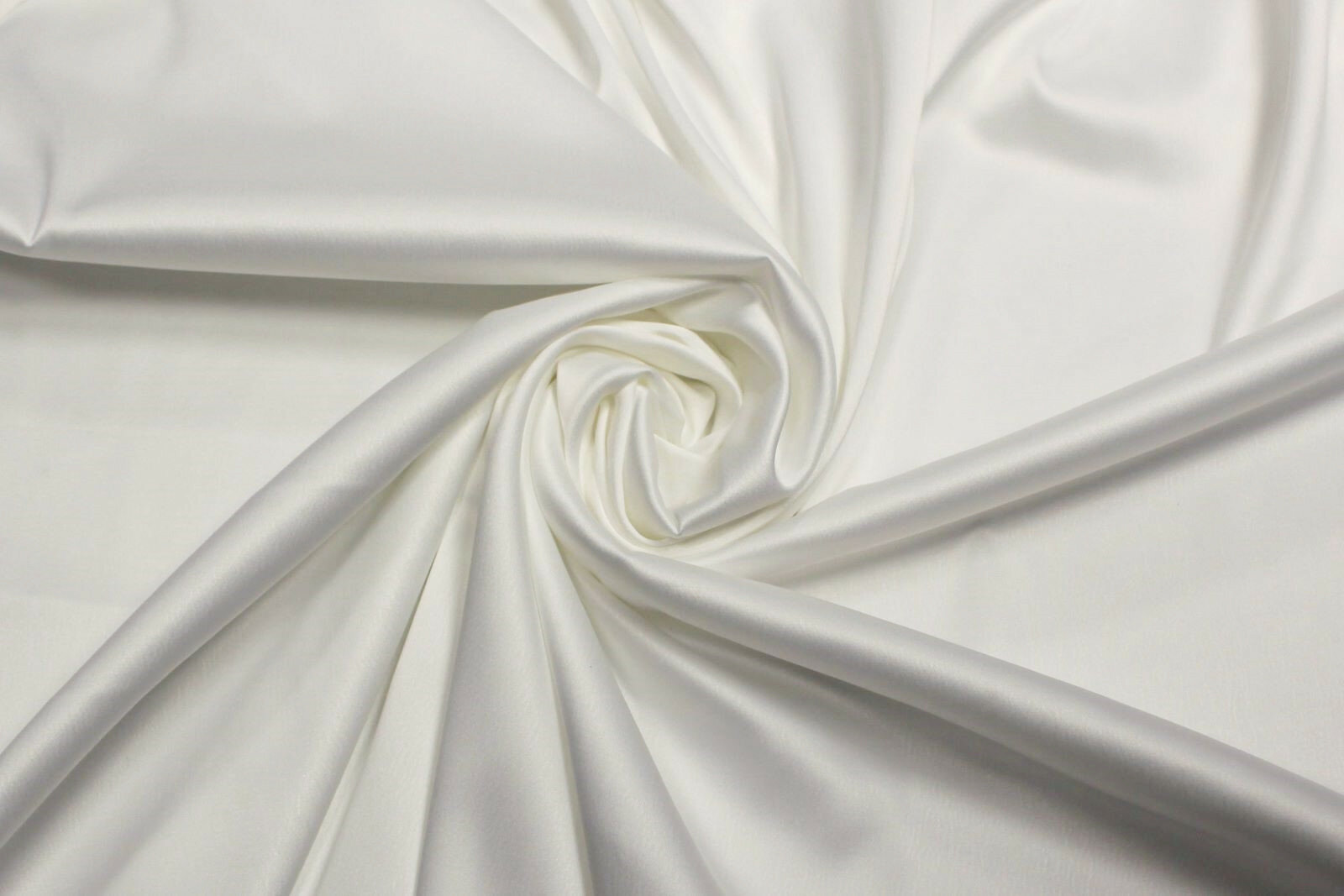 Ткань Атлас стрейч костюмный молочный белый, ш144см, 0,5 м