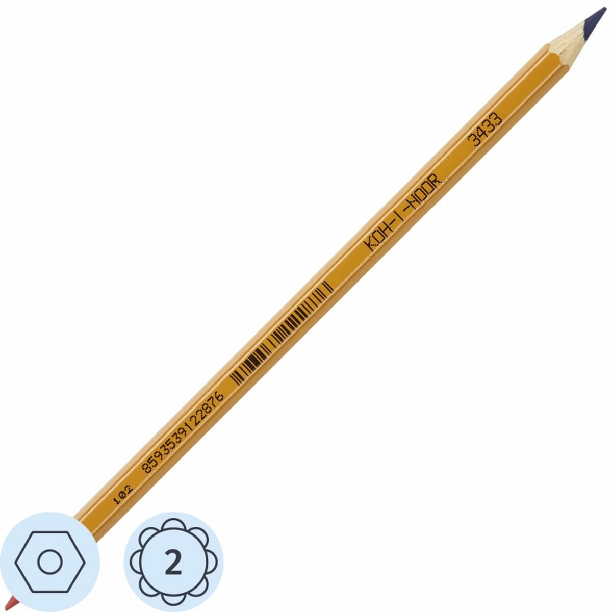 Карандаш двухцветный Koh-I-Noor (красно-синий, d=3.2мм) (34330EG001KSRU), 12шт.