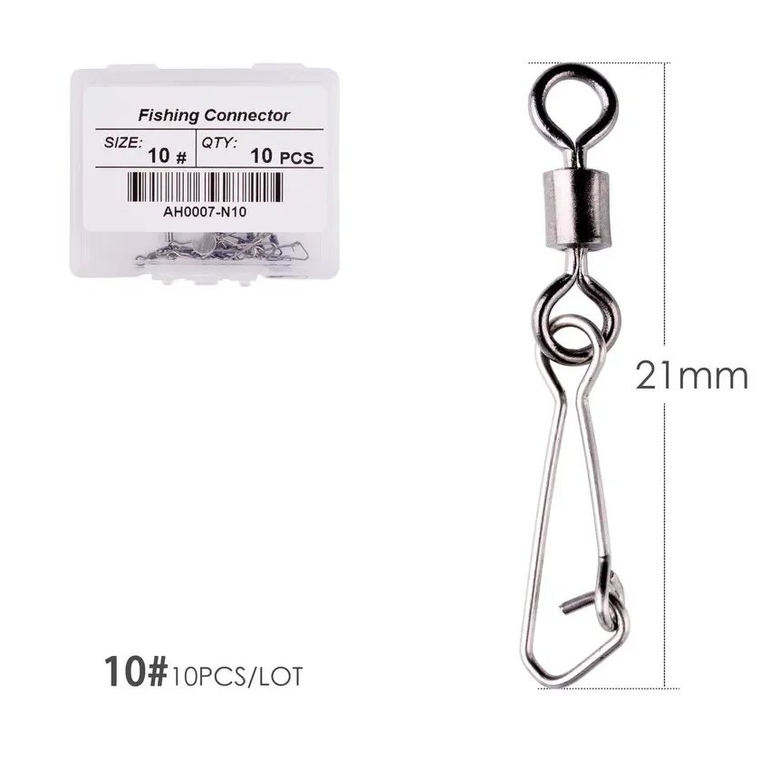 Рыболовные вертлюги из нержавеющей стали MS QL, 10 шт. Size10 21mm 11kg