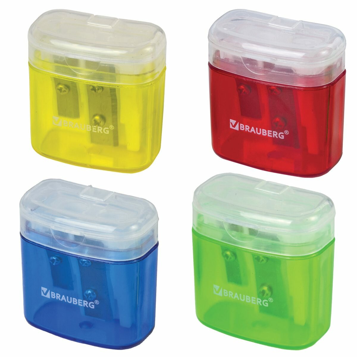 Точилка ручная пластиковая Brauberg Chief (2 отверстия, с контейнером) 24шт. (226942)