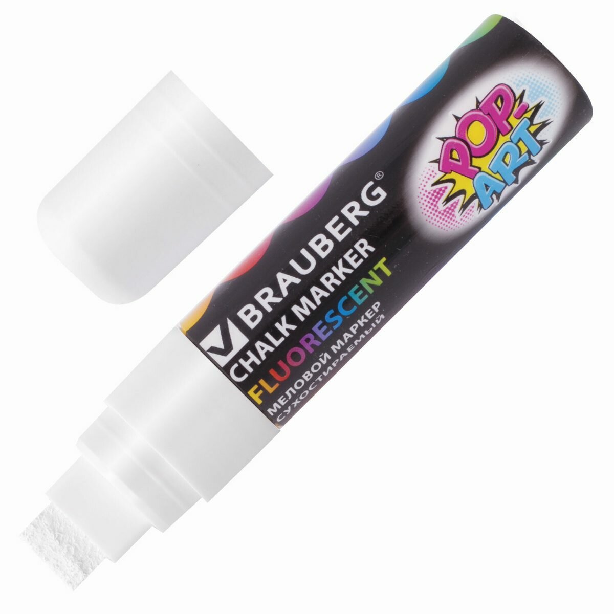 Маркер меловой Brauberg Pop-Art (15мм, белый) (151537), 3шт.