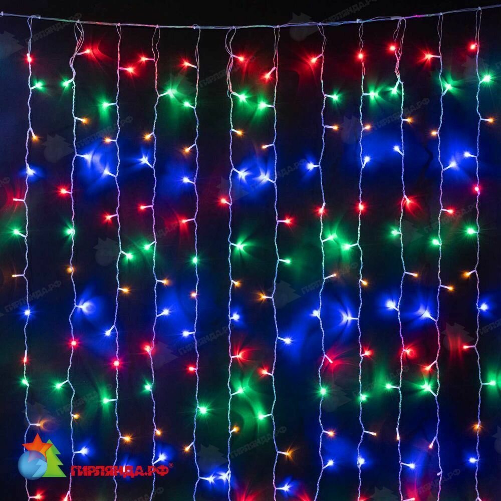 Светодиодная гирлянда 320 разноцветных LED ламп 3-2 м, штора . занавеска
