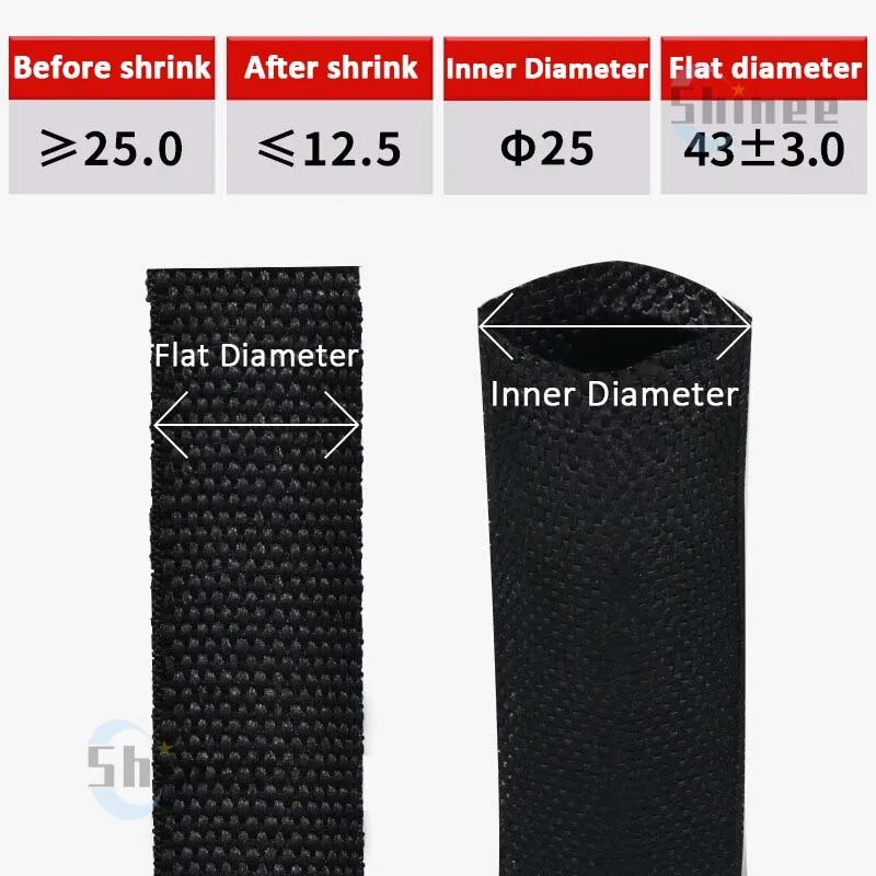 Термоусадочный кабельный рукав из ПЭТ 6/8/10/12 мм Inside Diameter 25mm, 1 Meter