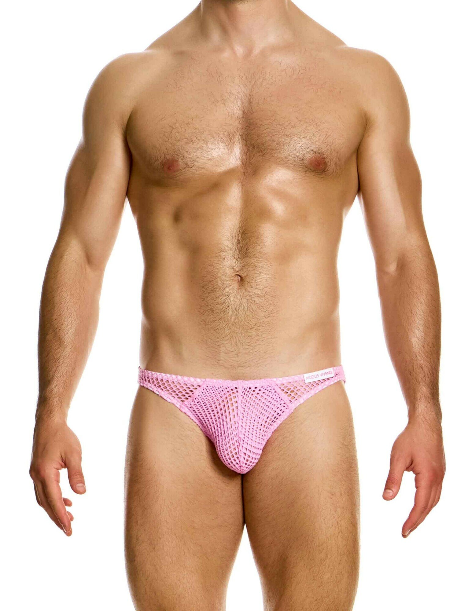 Трусы-брифы "Mesh Through Low Cut Briefs - Pink Neon" / Modus Vivendi / Розовый / Размер M