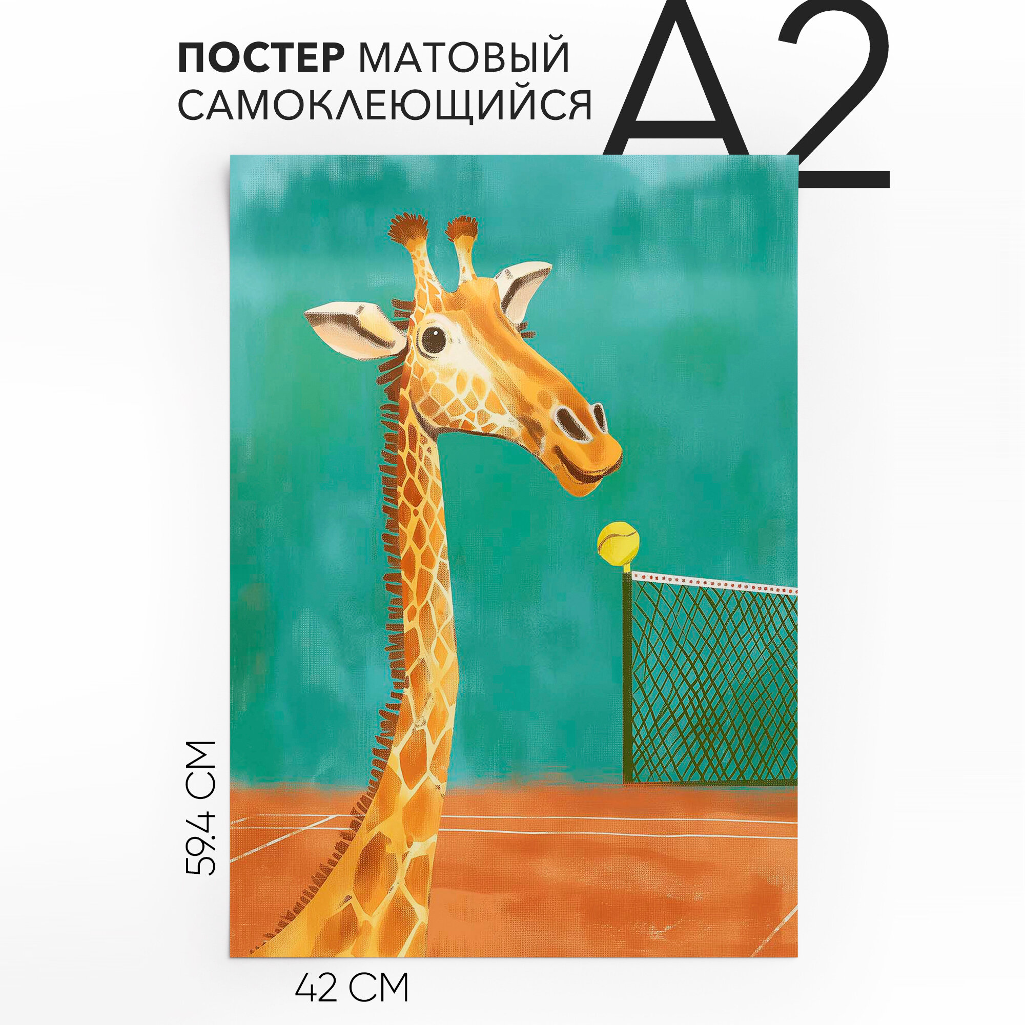 Постеры эстетичные, детский, большой A2 Жираф, влагостойкий, для декора