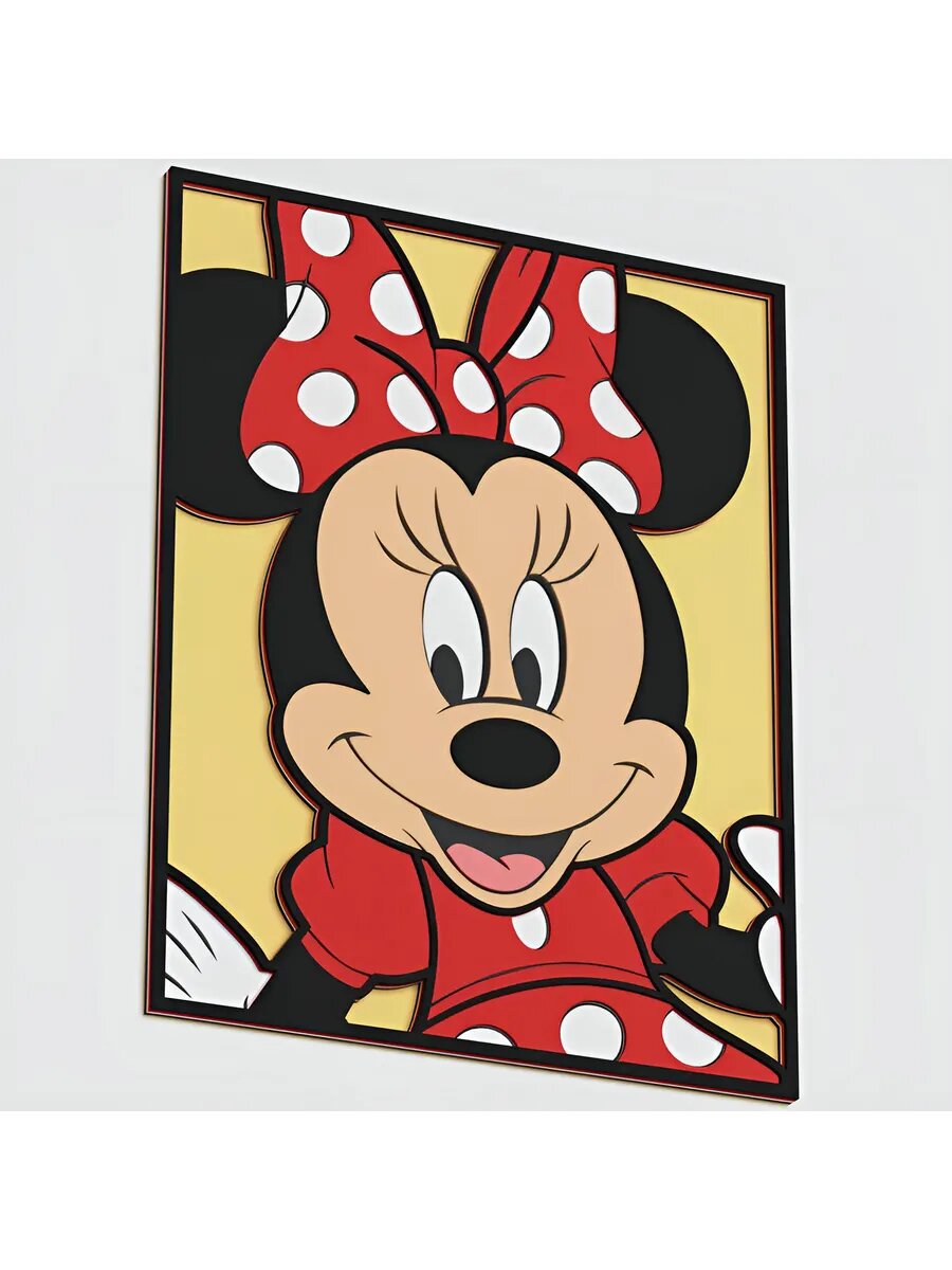 3D Картина по номерам из дерева Минни Маус, 23x30 см