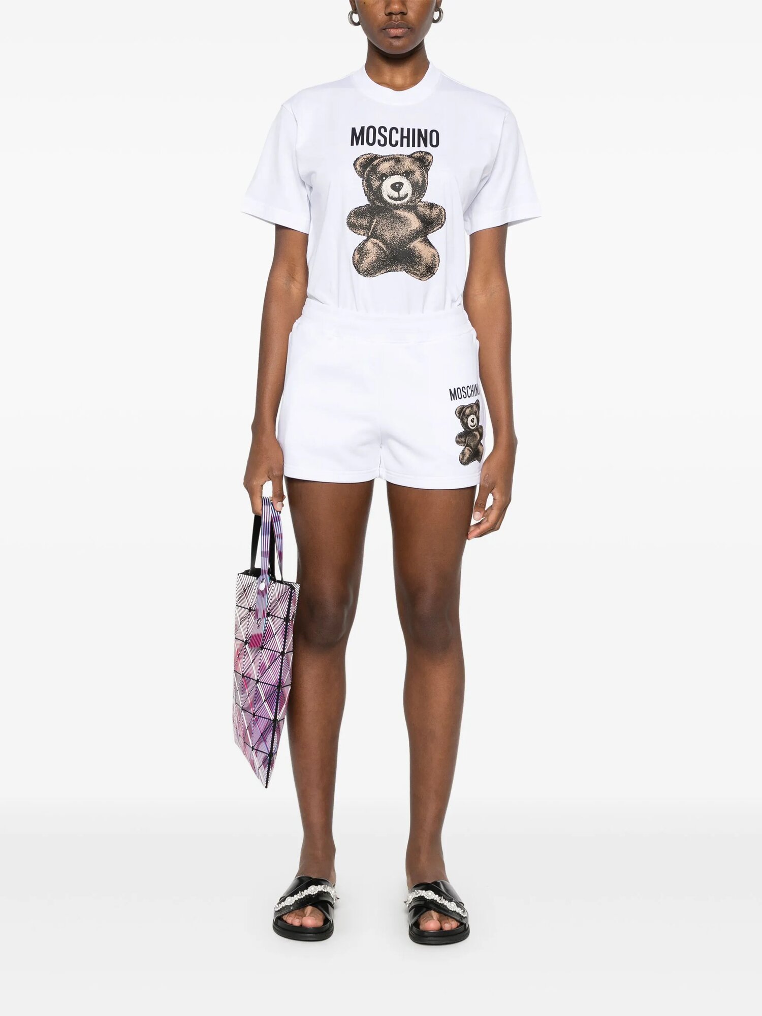 Футболка MOSCHINO Teddy Bear, размер 36, бежевый/белый — фото 1